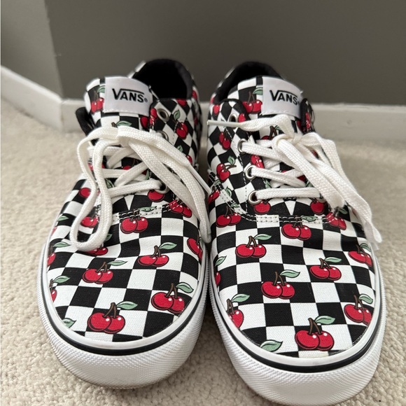 Vans | Shoes | Vans Black And White Checkered Cherry Sneakers | Poshmark